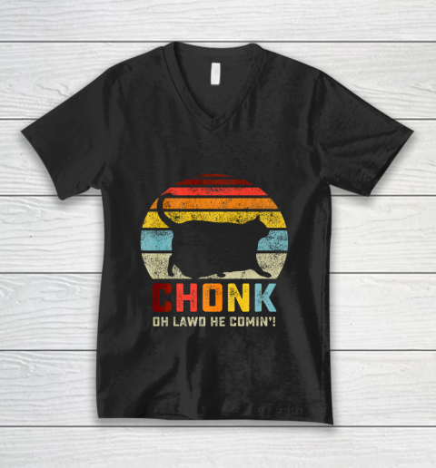 Chonk Cat Scale Meme Funny Retro Style Vintage Cats Memes V-Neck T-Shirt | Tee For Sports