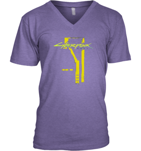 Cyberpunk 2077 Logo V-Neck T-Shirt - Father Figure Clothing Cyberpunk 2077 Logo V-Neck T-Shirt - Father Figure Clothing