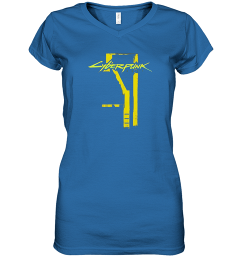 Cyberpunk 2077 Logo Women's V-Neck T-Shirt - Father Figure Cyberpunk 2077 Logo Women's V-Neck T-Shirt - Father Figure